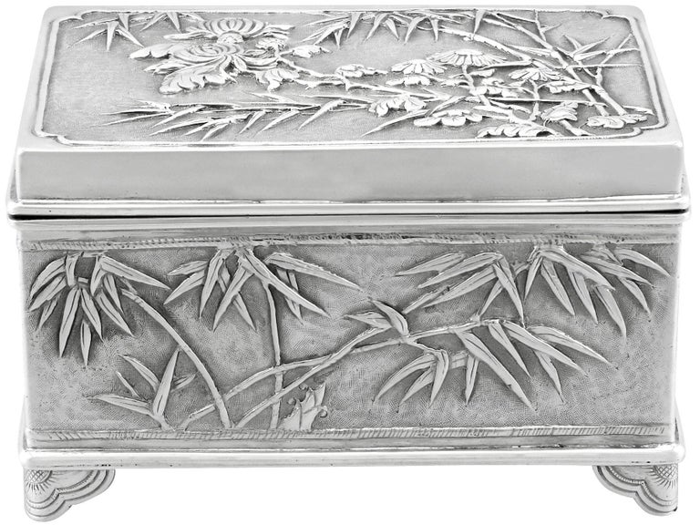 1900s Antique Chinese Export Silver Box For Sale at 1stDibs