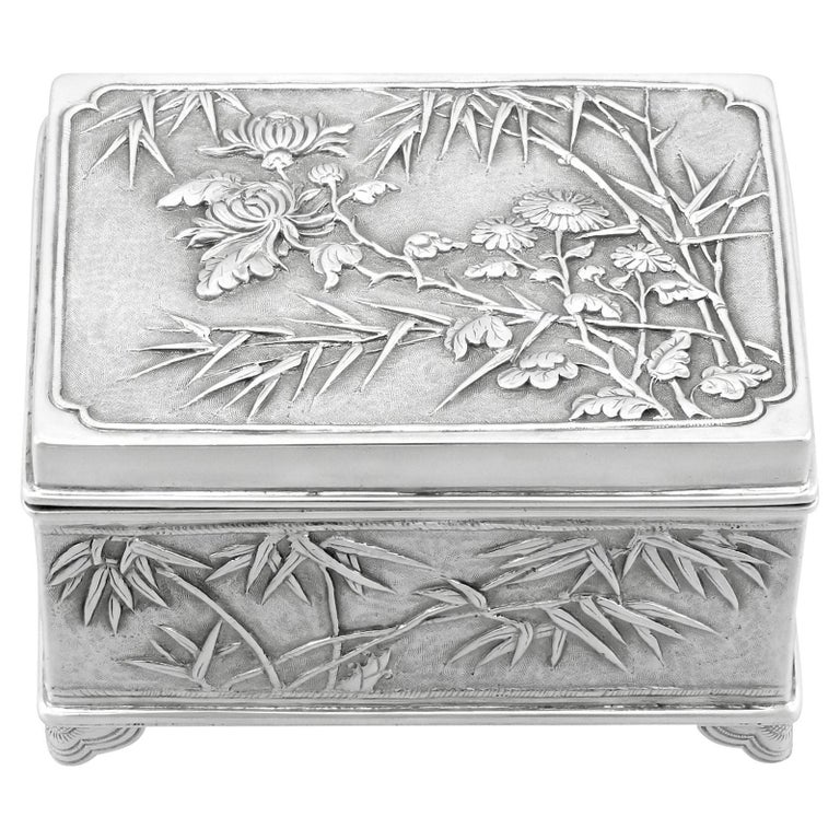 1900s Antique Chinese Export Silver Box For Sale at 1stDibs