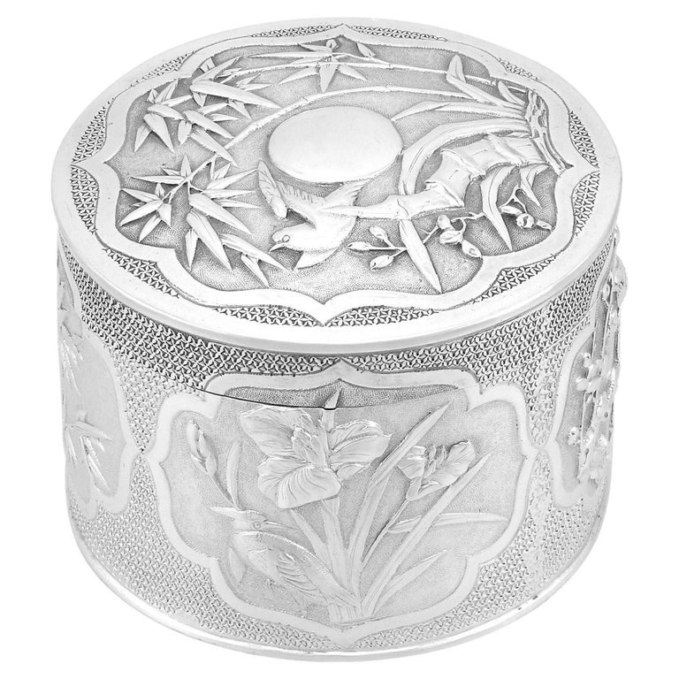 1900s Antique Chinese Export Silver Box For Sale at 1stDibs