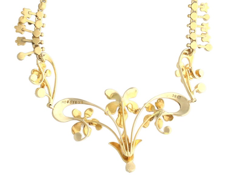 1900s, Antique Pearl and Yellow Gold Necklace For Sale at 1stDibs