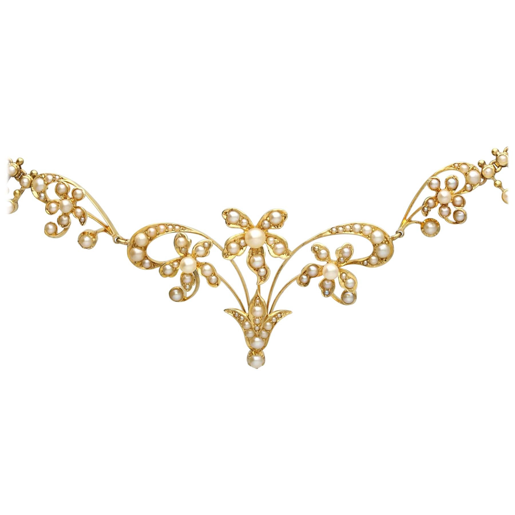 Antique Victorian Pearl Necklace 15 Carat Gold, circa 1900 For Sale at ...