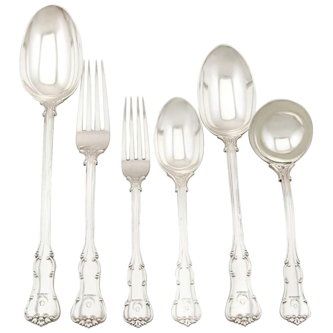 1900s Antique Victorian Sterling Silver Canteen of Cutlery for Twelve ...