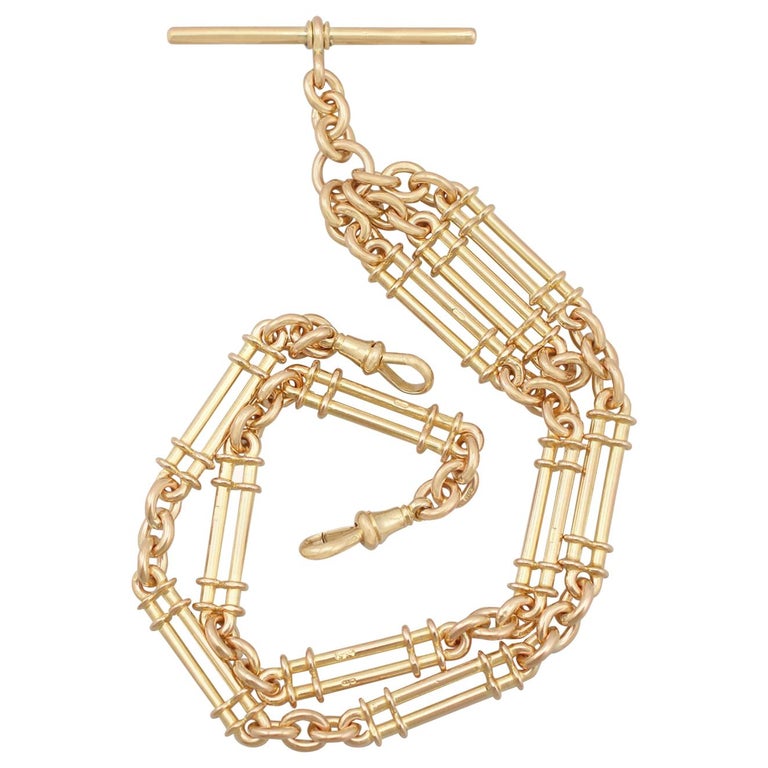1900s Antique Yellow Gold Double Albert Watch Chain at 1stDibs