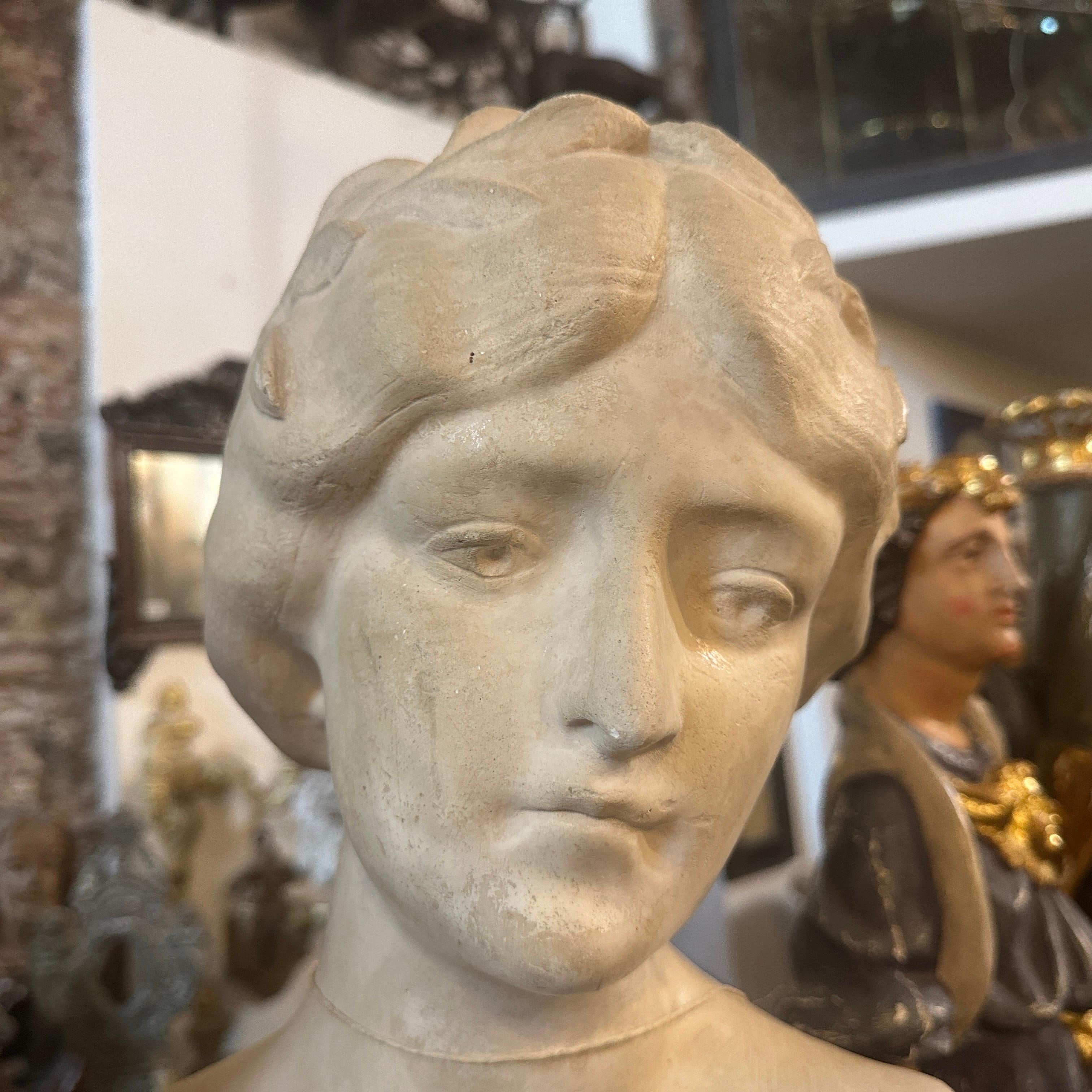1900s Art Nouveau Plaster Italian Woman Bust named Poesia at 1stDibs