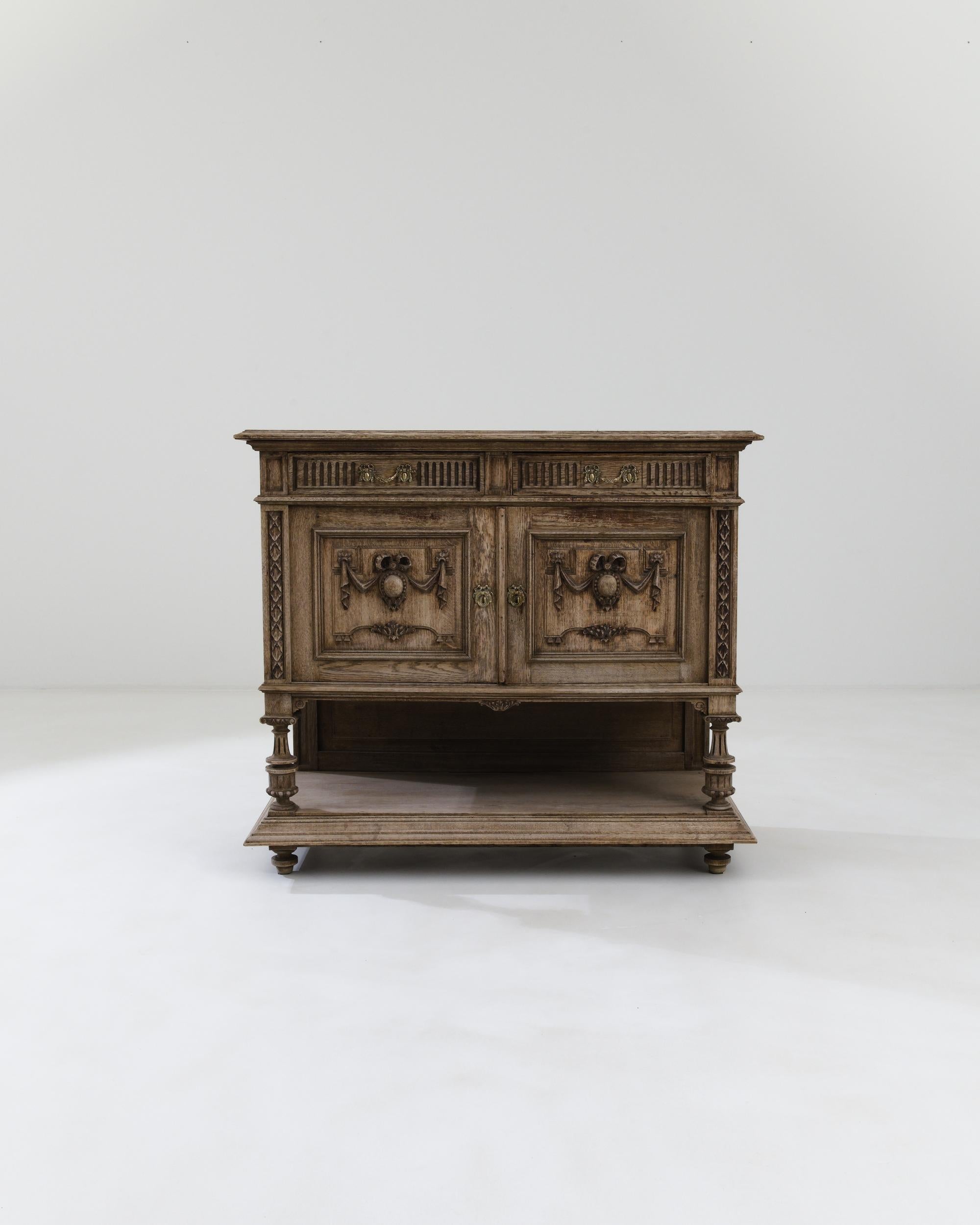 1900s Belgian Bleached Oak Buffet at 1stDibs