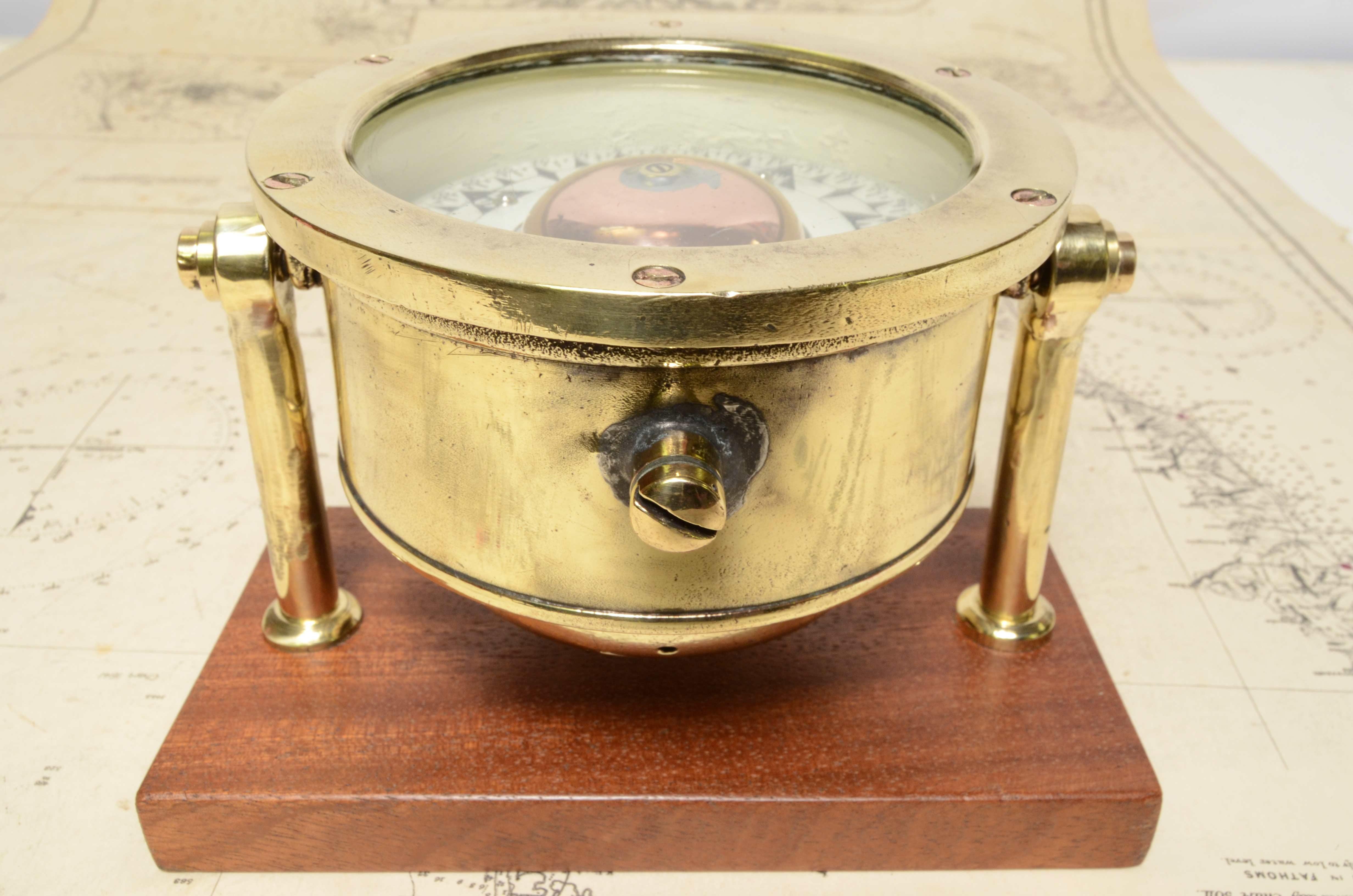 1900s Brass Magnetic Compass Signed Simpson Lawrence Glasgow Antique ...