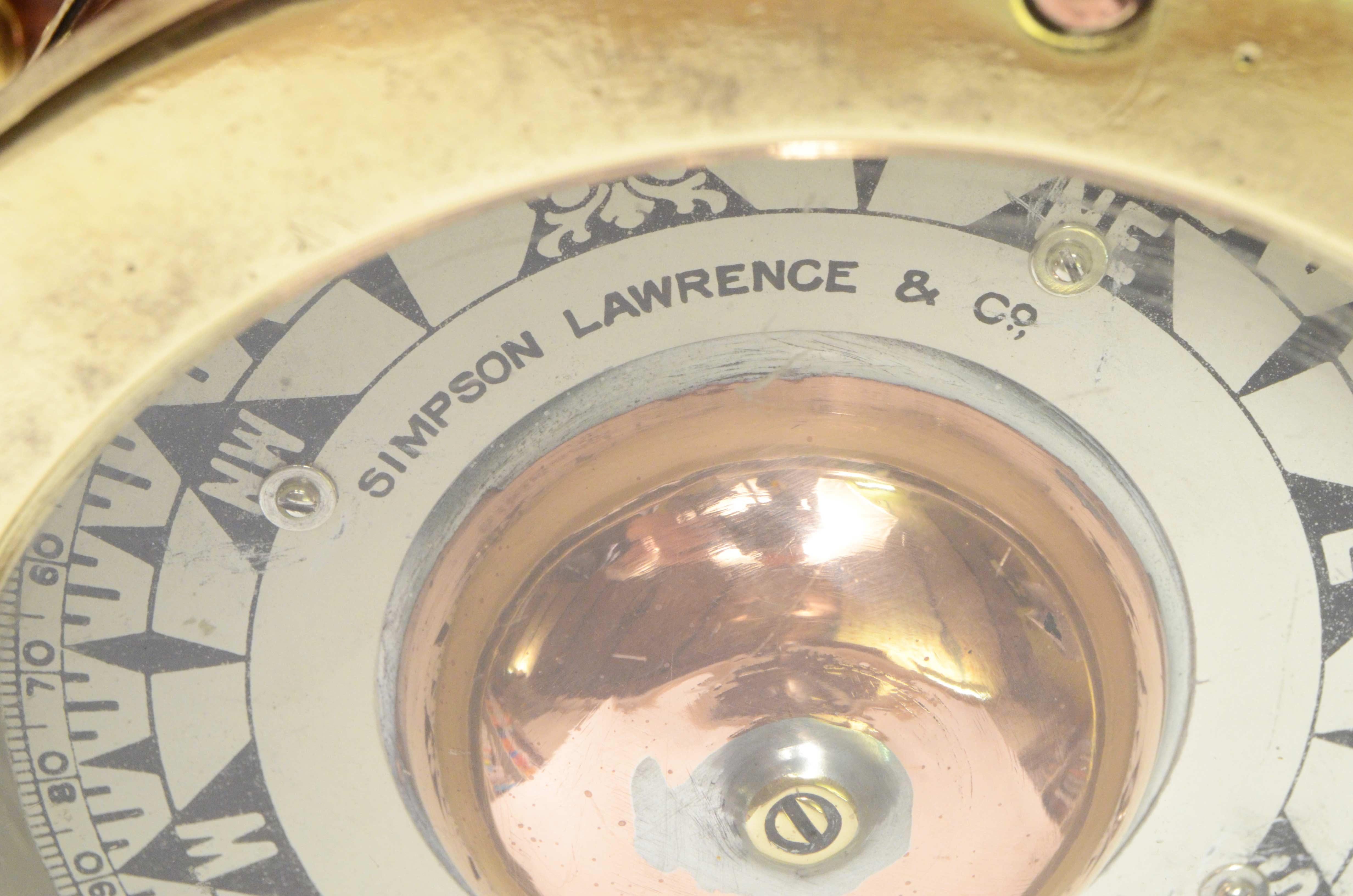 1900s Brass Magnetic Compass Signed Simpson Lawrence Glasgow Antique ...