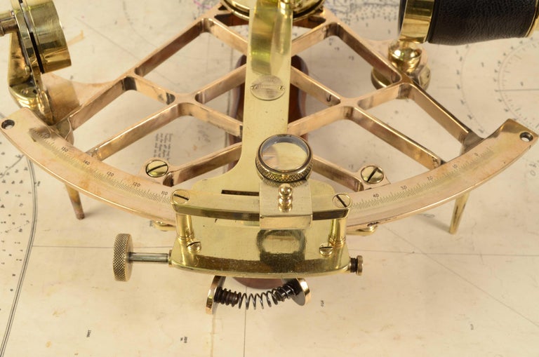 1900s Brass Sextant Signed H. Hughes and Son Antique Maritime ...