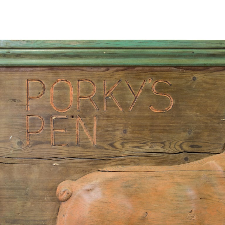 1900s Butcher's Pig Trade Sign For Sale at 1stDibs