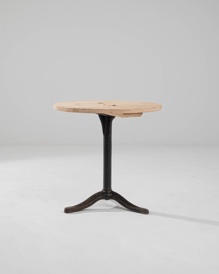 1900s Cast Iron Table with Wood Top For Sale at 1stDibs