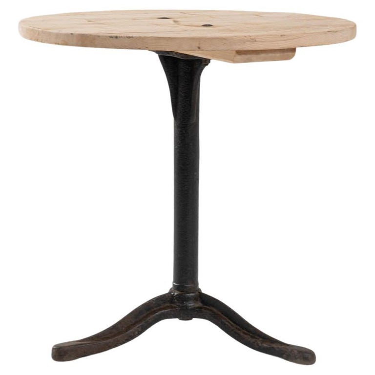 1900s Cast Iron Table with Wood Top For Sale at 1stDibs