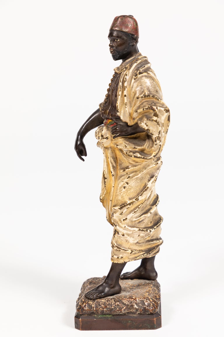 1900s Cold-Painted Statue of Arab For Sale at 1stDibs