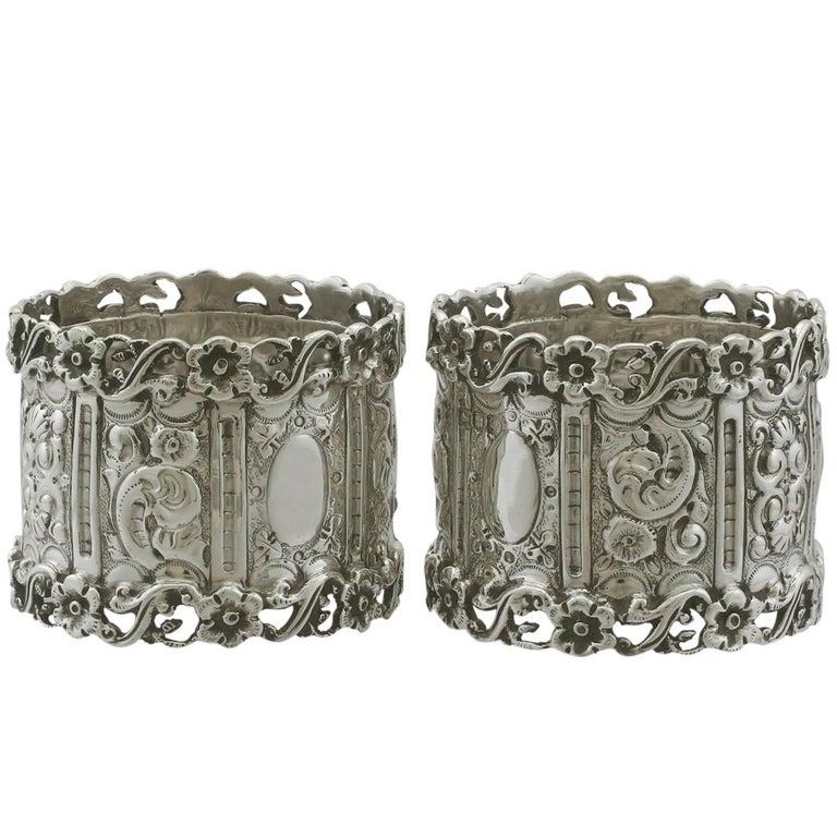 1900s Edwardian Sterling Silver Napkin Rings at 1stDibs