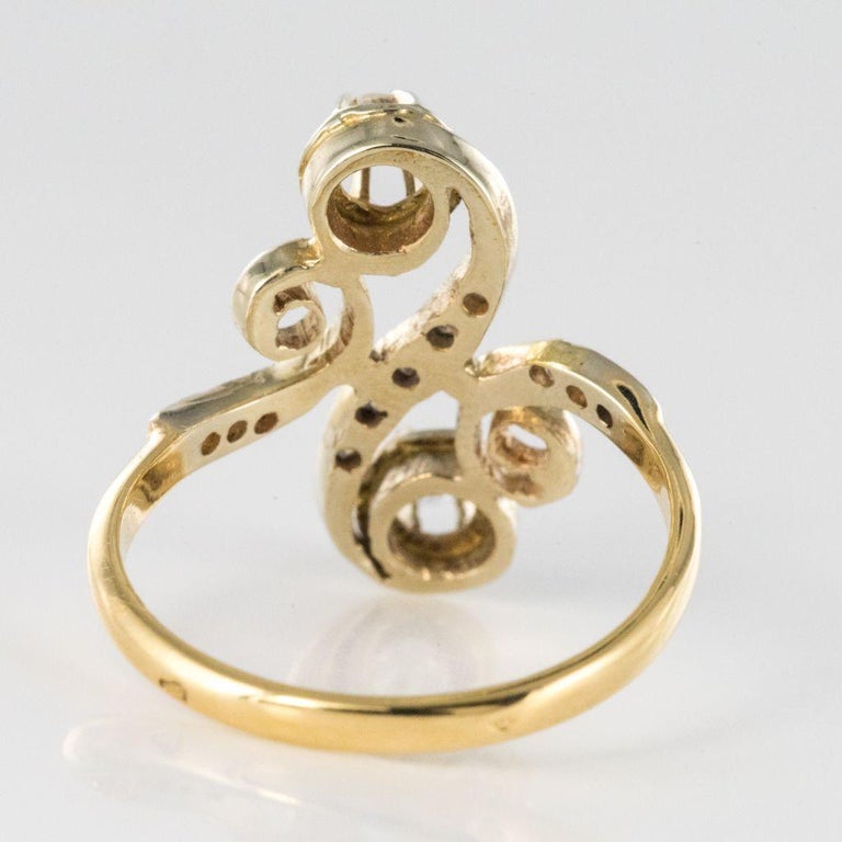 1900s French Art Nouveau Antique Diamond Two Gold S-Shaped Ring at ...