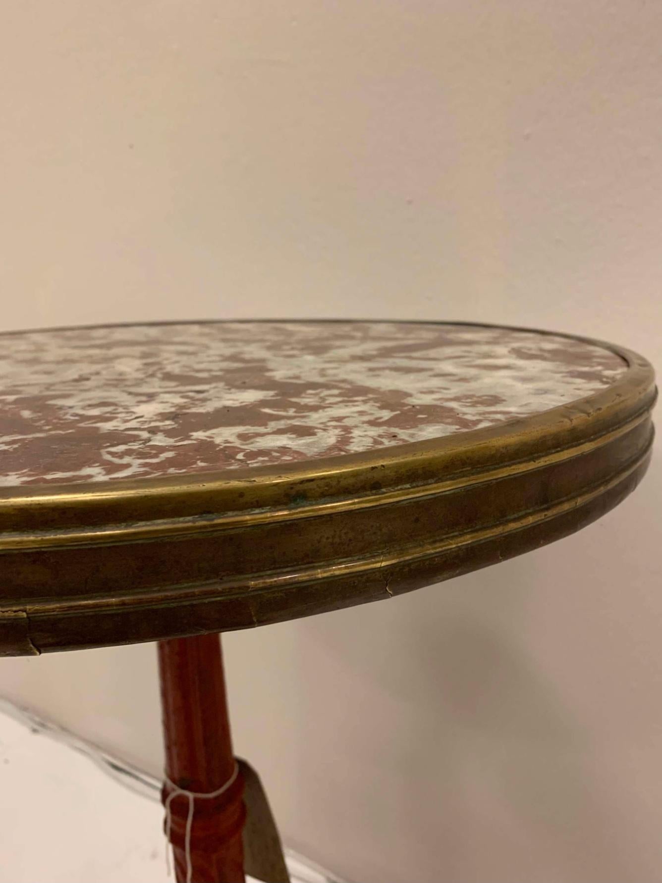 1900s french cast iron scalloped detailed bistro table with marble top ...