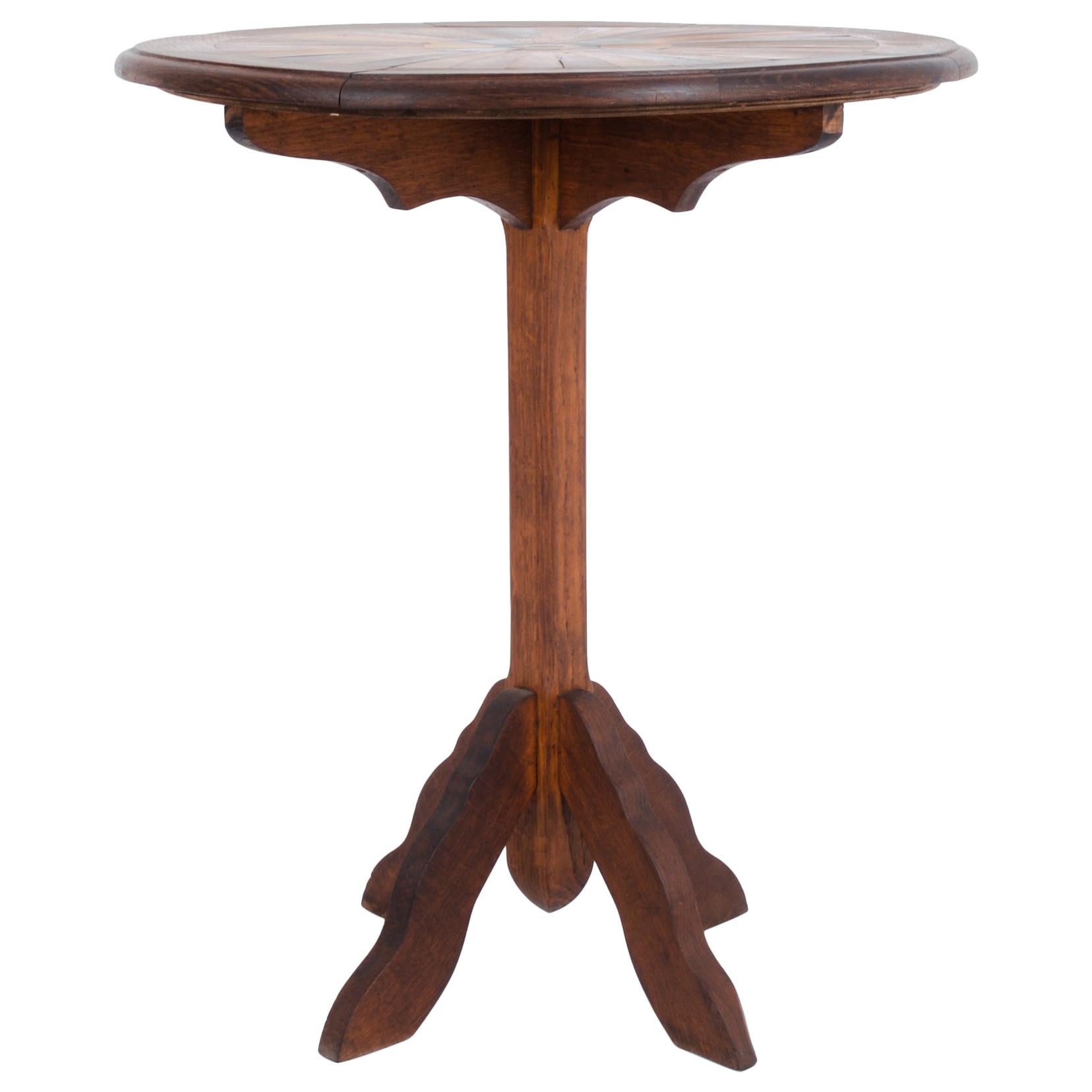 1900s French Marquetry Top Wooden Side Table at 1stDibs