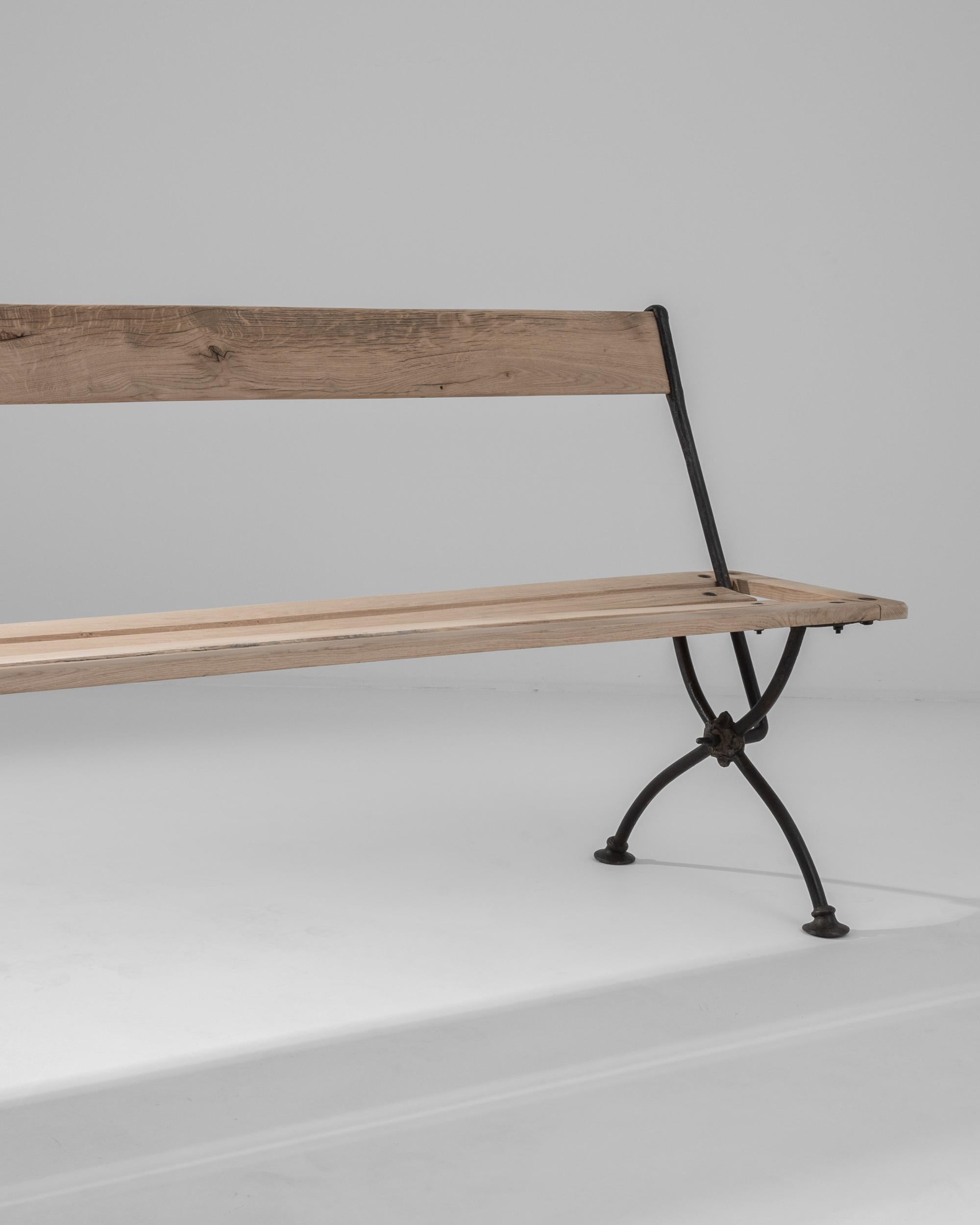 1900s French Metal and Wooden Bench For Sale at 1stDibs