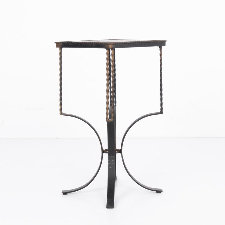 1900s French Metal Side Table with Ceramic Top at 1stDibs