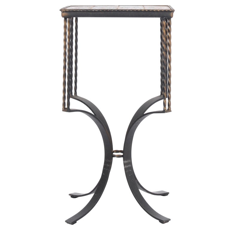 1900s French Metal Side Table with Ceramic Top at 1stDibs