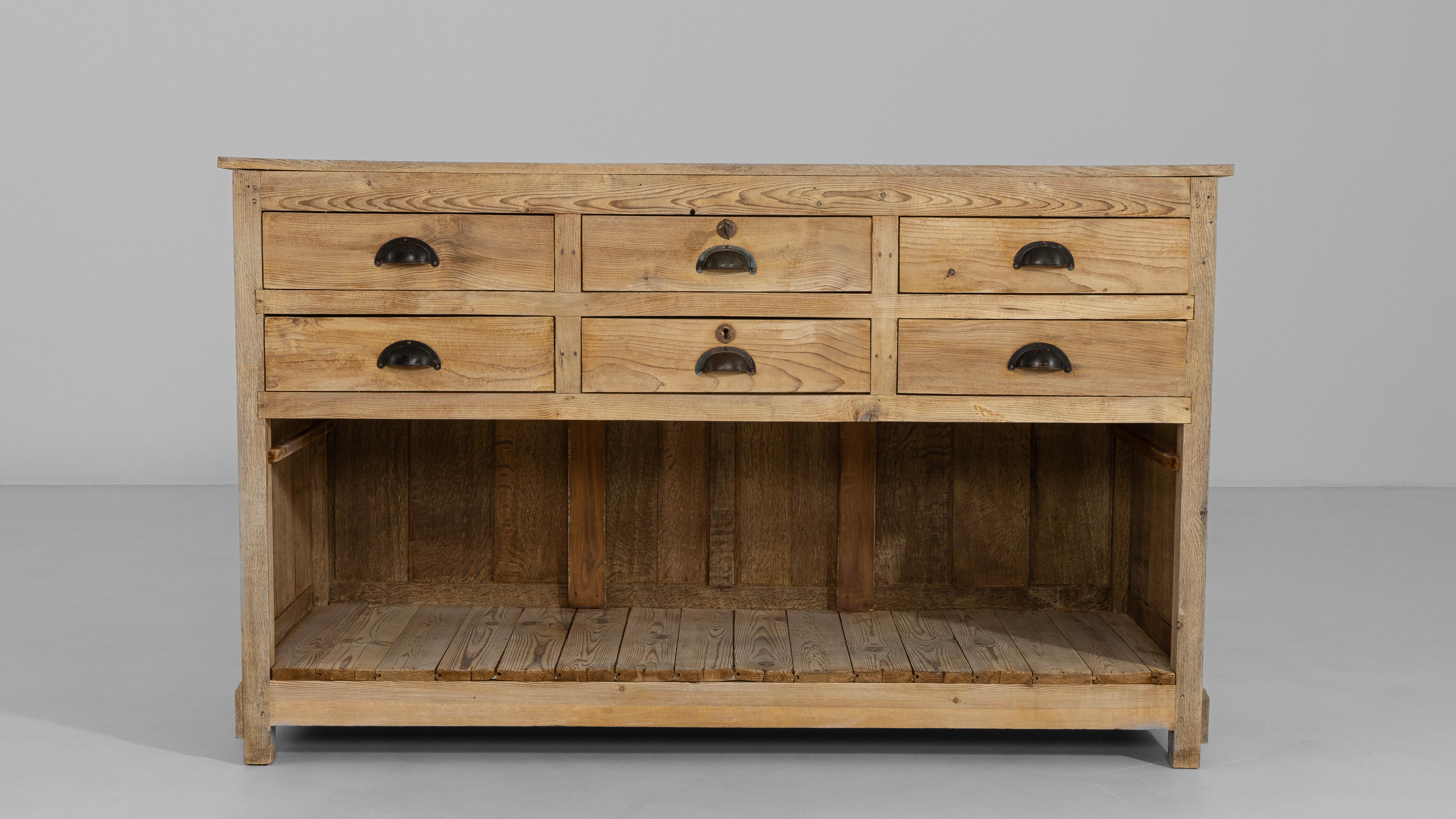 1900s French Pine Shop Counter With Six Drawers For Sale at 1stDibs
