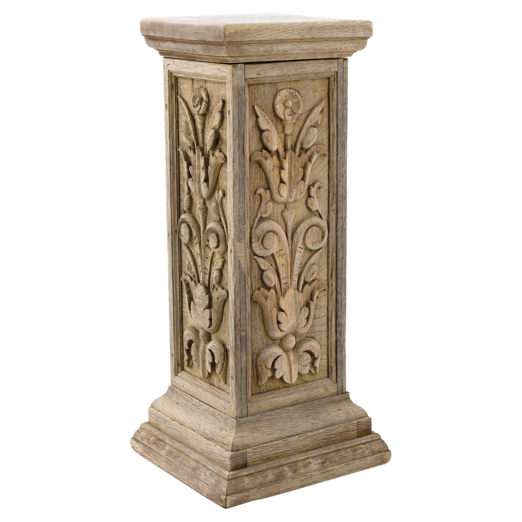 1900s French Provincial Oak Pedestal at 1stDibs | antique wood pedestal