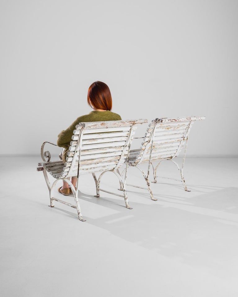 1900s French White Garden Benches, a Pair For Sale at 1stDibs