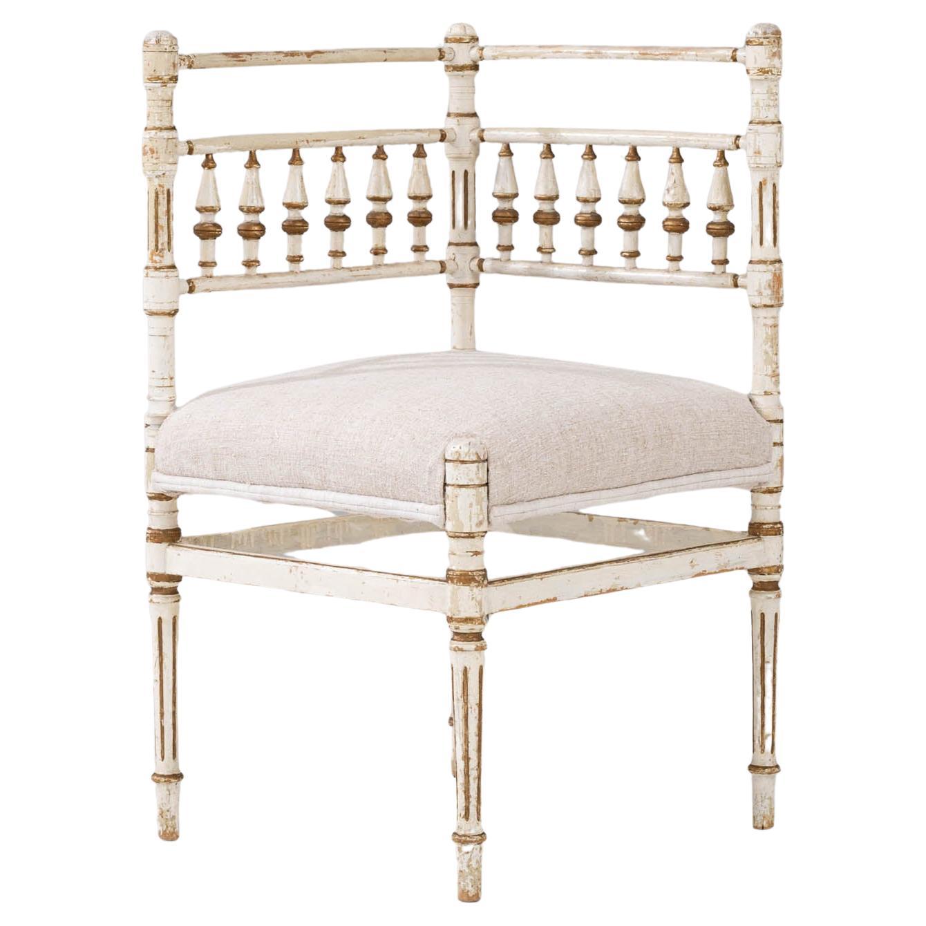 Turn of the Century French Upholstered Corner Chair at 1stDibs