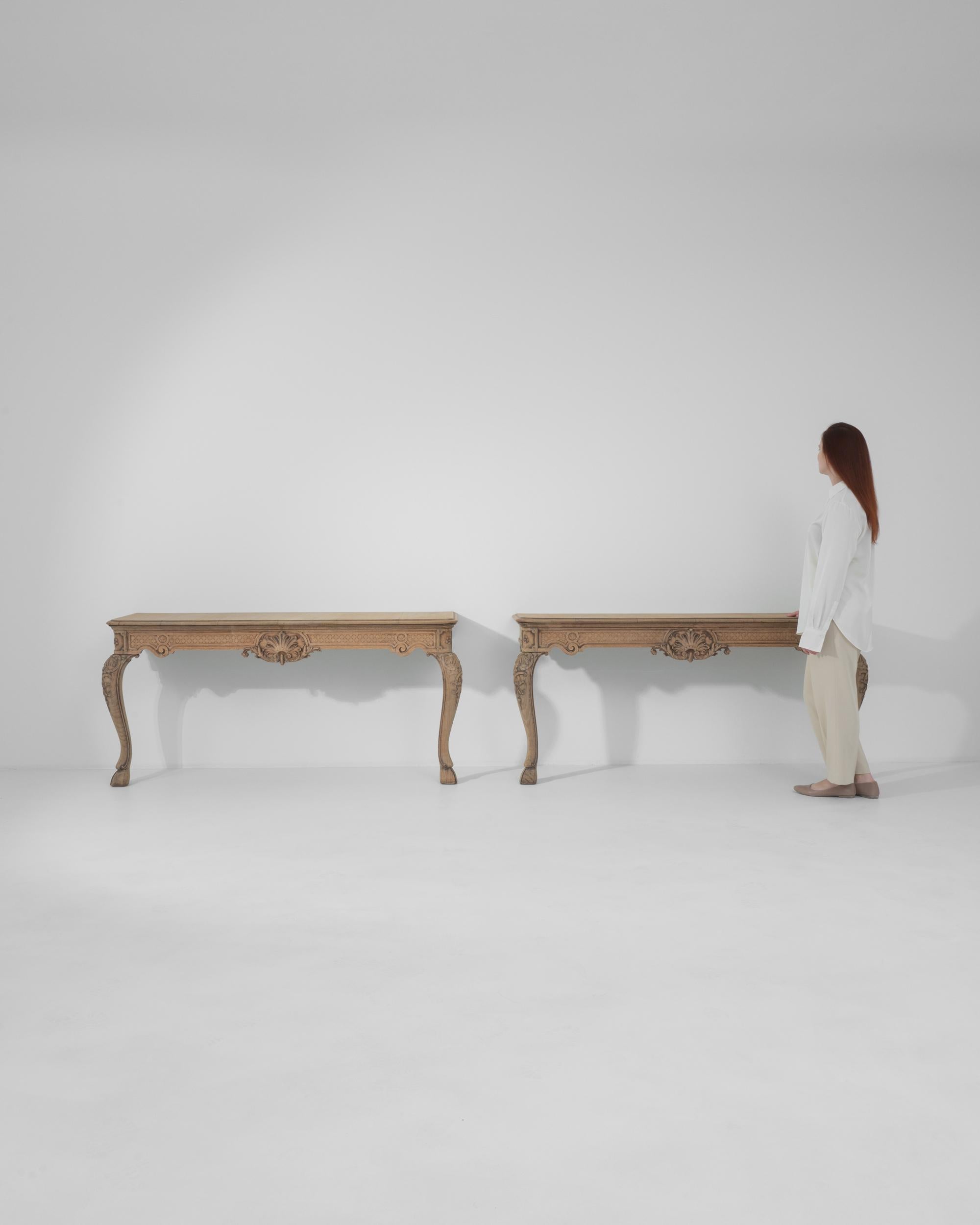 1900s French Wooden Console Tables, a Pair For Sale at 1stDibs
