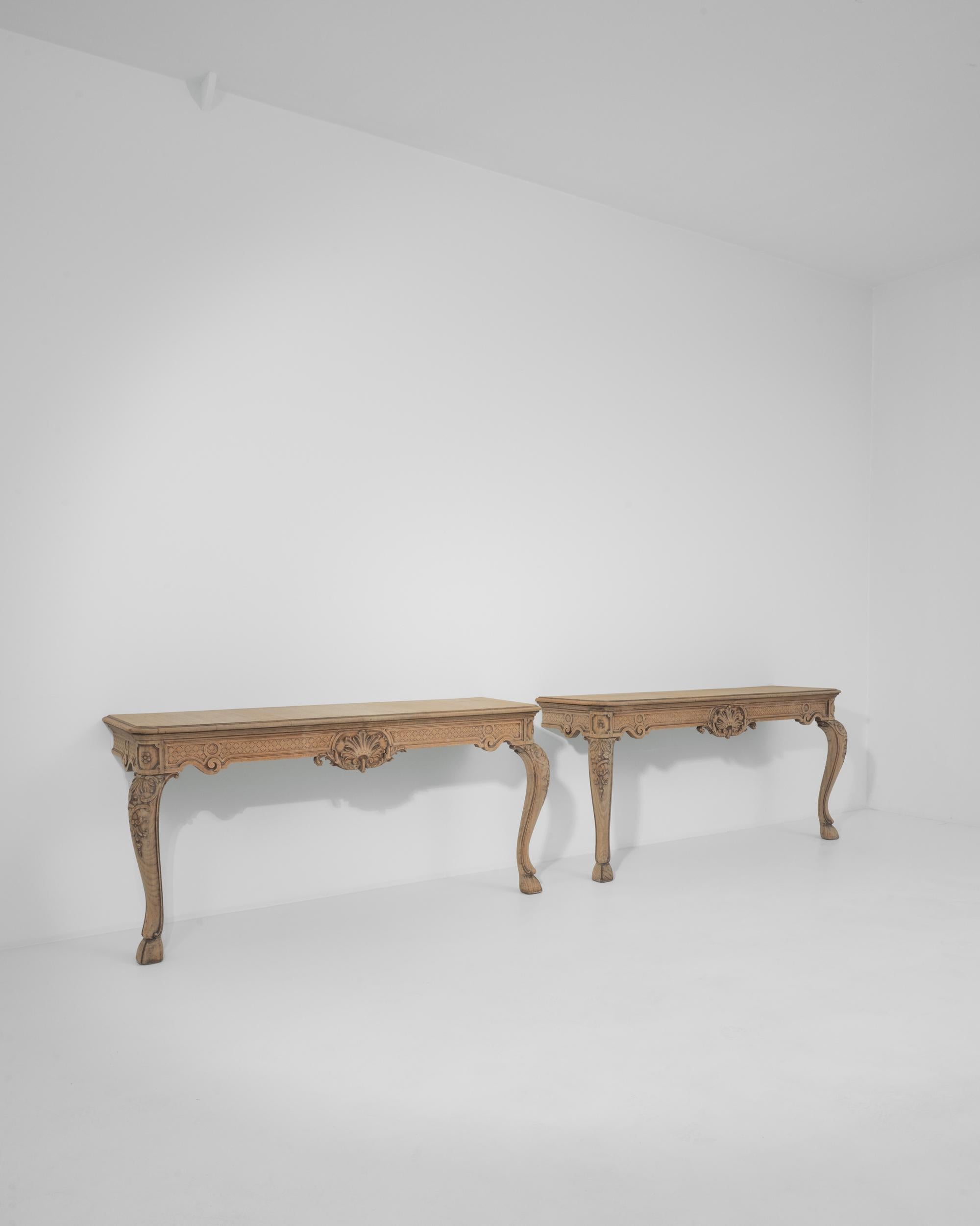 1900s French Wooden Console Tables, a Pair For Sale at 1stDibs