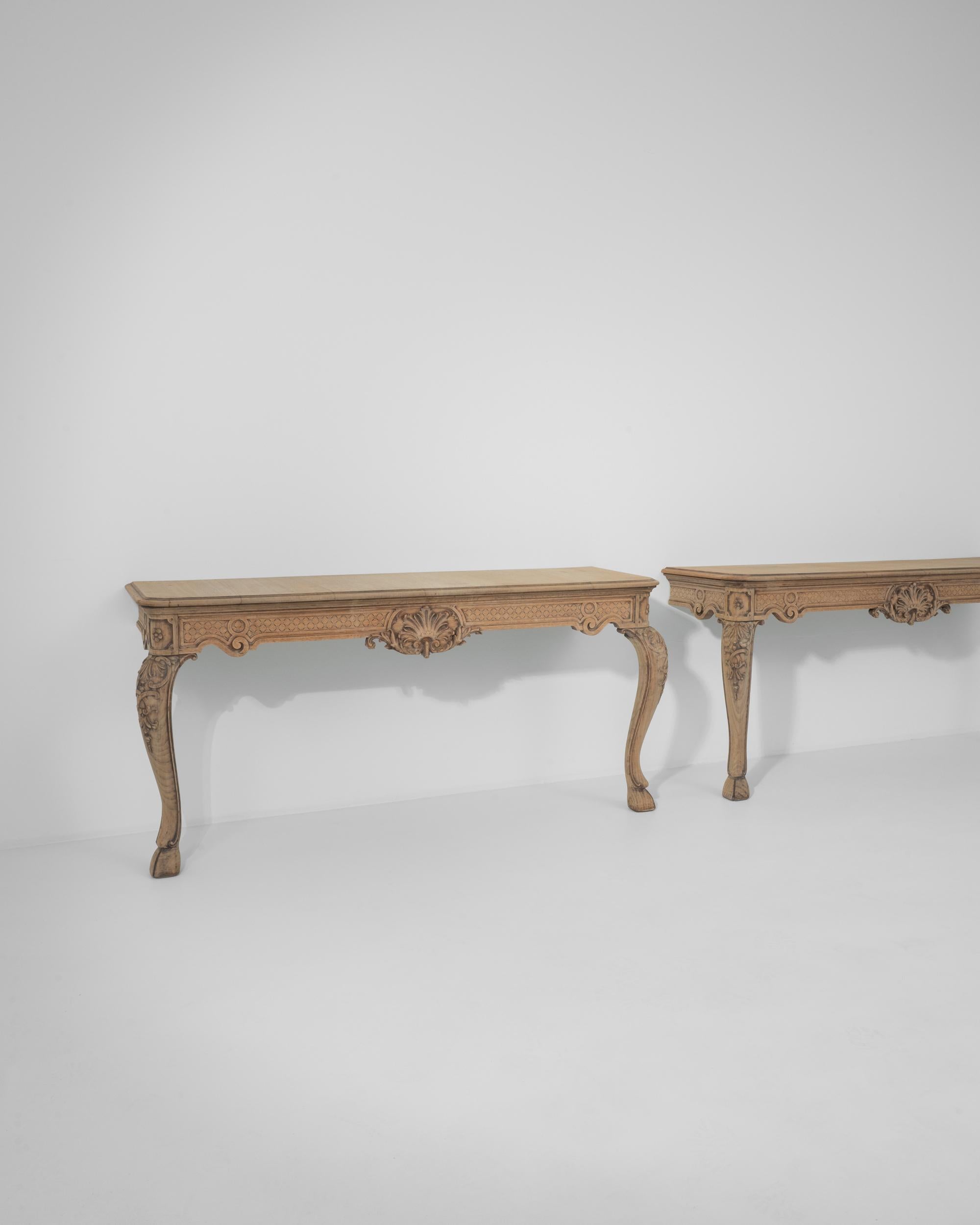 1900s French Wooden Console Tables, a Pair For Sale at 1stDibs