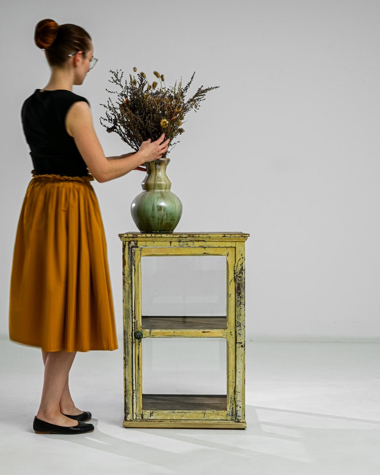1900s French Yellow Tabletop Vitrine For Sale at 1stDibs