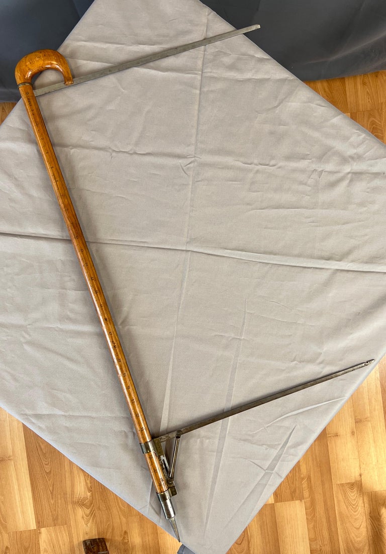 1900s Handsome Tailor's Wooden Measuring Cane For Sale at 1stDibs