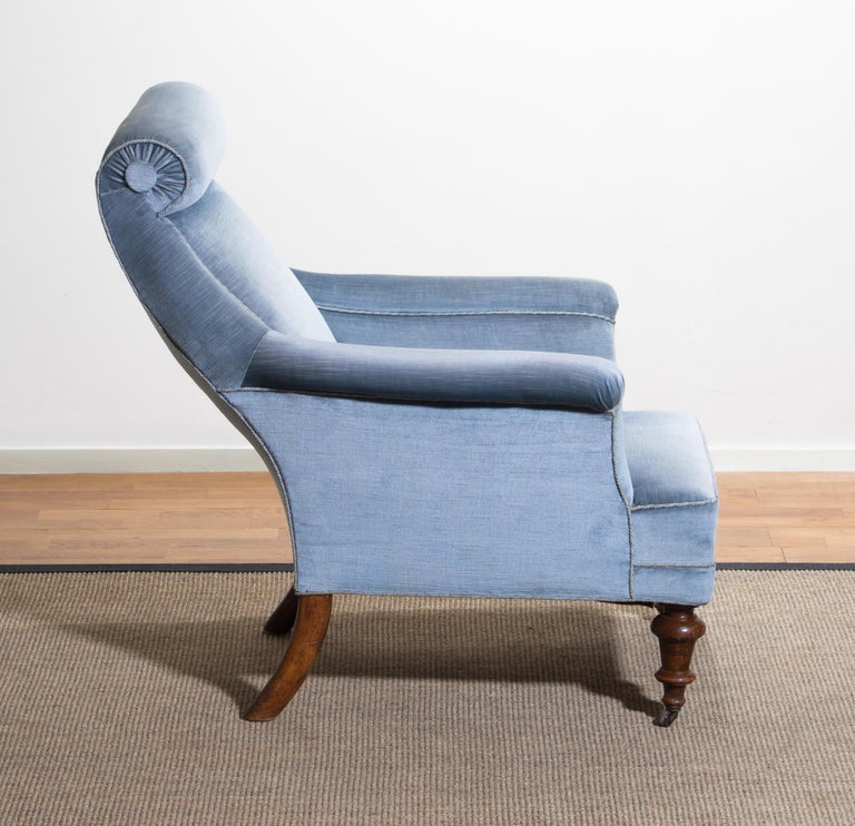 1900s, Ice Blue Velvet Dorothy Draper Style Bergère Lounge Club Chair ...
