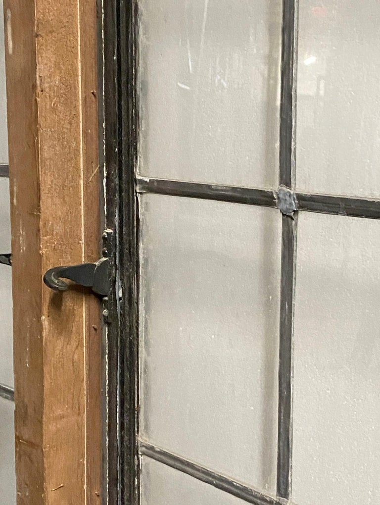1900s Leaded Glass Tudor Encasement Double Windows 8 Panes Each For ...