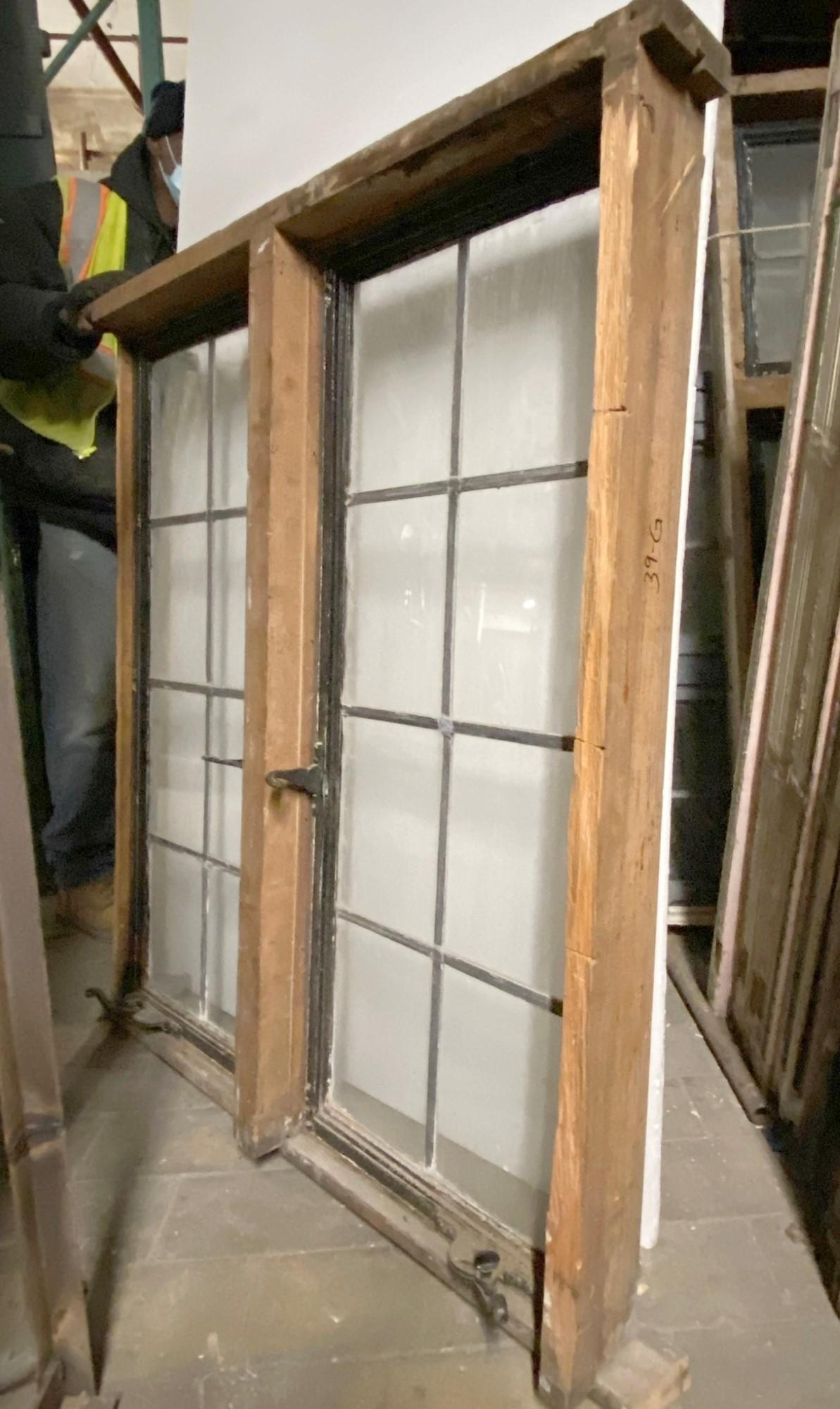 1900s Leaded Glass Tudor Encasement Double Windows 8 Panes Each For ...