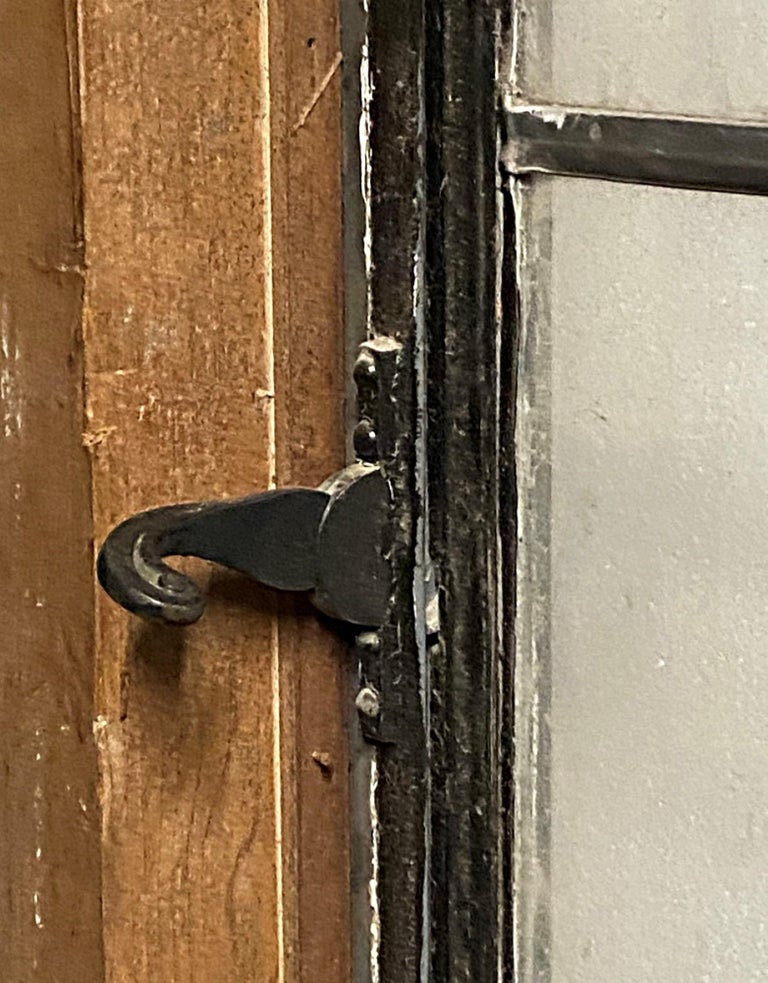 1900s Leaded Glass Tudor Encasement Double Windows 8 Panes Each For ...