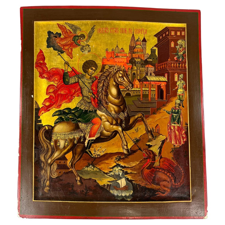 1900’s Russian Saint George Icon For Sale at 1stDibs