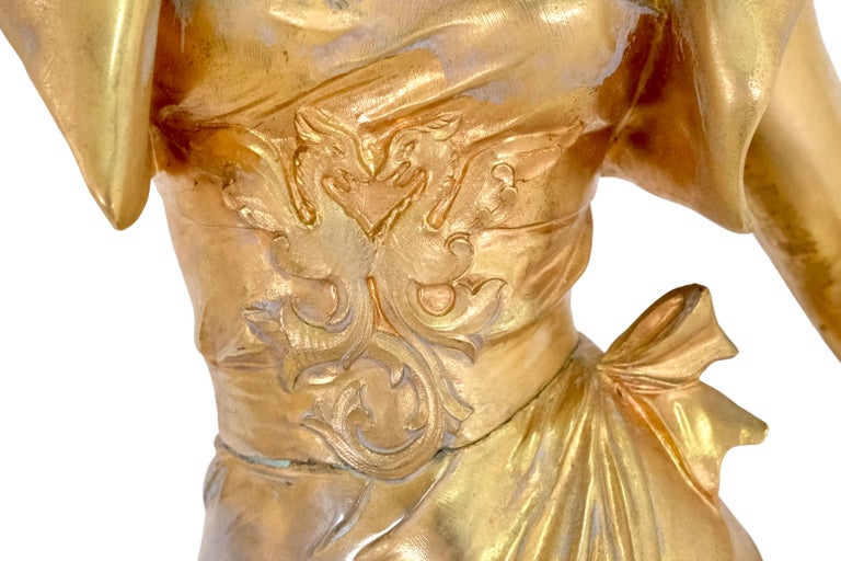 1900's Snake Charming Lady French Art Nouveau Fire-Gilt Bronze by a ...