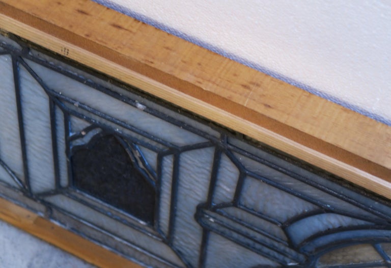 1900s Stained Glass Window with Red Jewel in New Wood Frame For Sale at ...