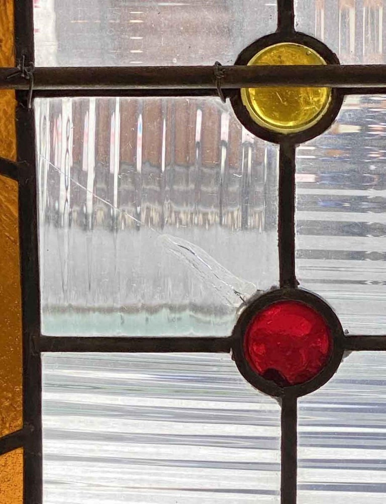 1900s Tall Victorian Stained Glass Window with 61 Round Color Jewels ...