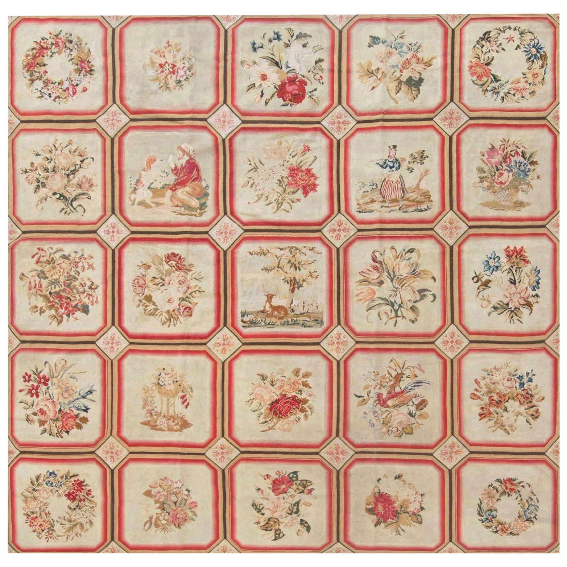 Fine Antique English Needlework Rug For Sale at 1stDibs | needlework rugs
