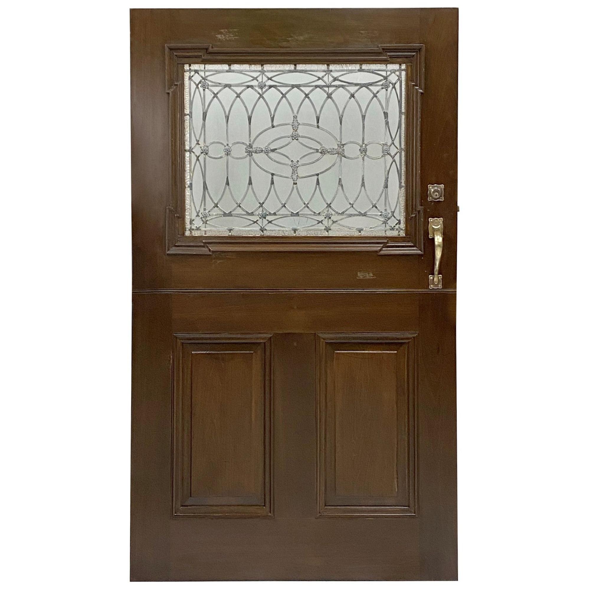 Complete Walnut Library with Diamond Pane Leaded Glass Doors, circa ...