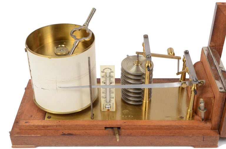 1900s Wood Brass Barograph Richard Frères Antique Weather Measuring ...