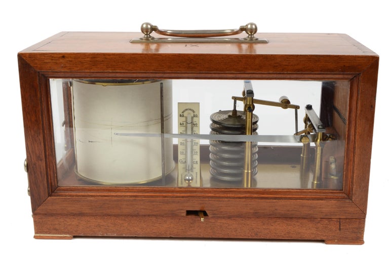 1900s Wood Brass Barograph Richard Frères Antique Weather Measuring ...