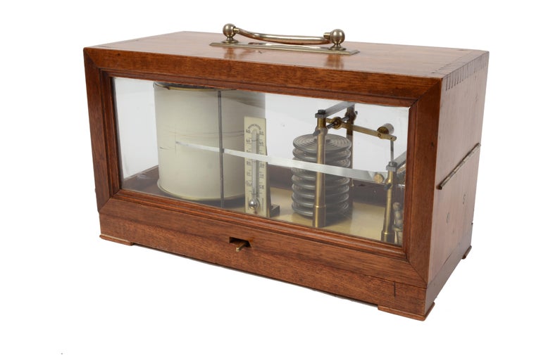 1900s Wood Brass Barograph Richard Frères Antique Weather Measuring ...
