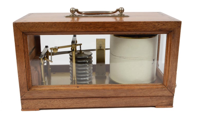 1900s Wood Brass Barograph Richard Frères Antique Weather Measuring ...
