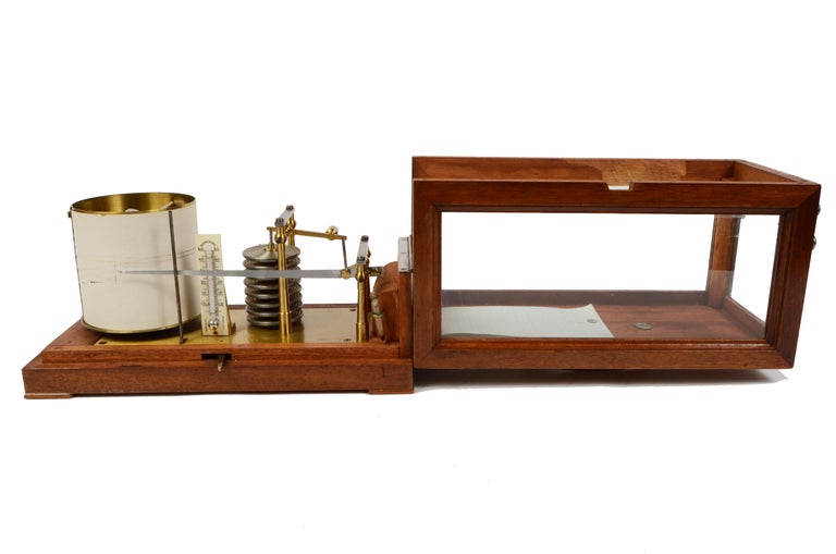 1900s Wood Brass Barograph Richard Frères Antique Weather Measuring ...