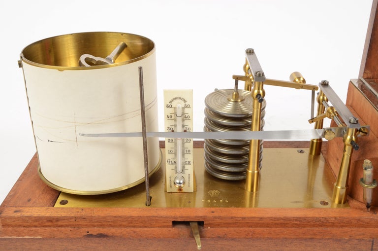 1900s Wood Brass Barograph Richard Frères Antique Weather Measuring ...