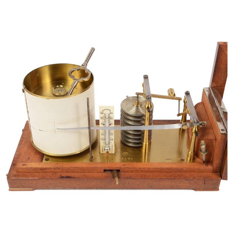 1900s Wood Brass Barograph Richard Frères Antique Weather Measuring ...