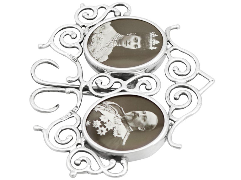 1901 Antique Edwardian Sterling Silver Double Commemorative Frame For ...